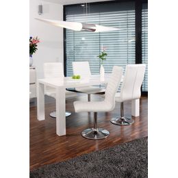Essgruppe Salesfever "Luton - Stilvoller Esstisch inkl. Stühle", weiß (weiß,), Sitzmöbel-Sets