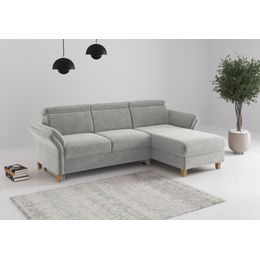 Ecksofa Home Affaire, B:253cm H:84cm T:166cmhellgrau, 100% Polyester, Sofas, "Glendale, L-Form", inkl. Kopfteilverstellung, wahlweise mit Vorziehsitz