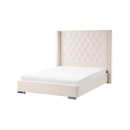 Beliani Doppelbett LUBBON in Wei&szlig;/Silber - (W) 152 x (H) 142 x (L) 215 cm | Gr.: onesize