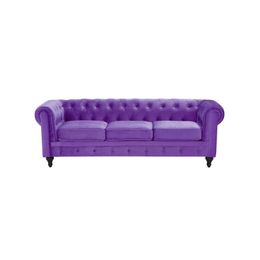 Beliani 3-Sitzer Sofa CHESTERFIELD in Violett/Braun - (W) 202 x (H) 70 x (L) 75 cm | Gr.: onesize
