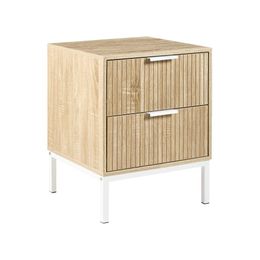 Beliani Nachttisch ROYALLA in Braun/Weiß - (W) 40 x (H) 52 x (L) 40 cm | Gr.: onesize
