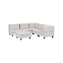 Beliani 6-tlg Modulsofa UNSTAD in Beige/Schwarz | Gr.: onesize
