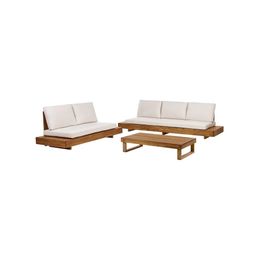 Beliani 3-tlg Gartensofa MARETTIMO in Braun/Weiß | Gr.: onesize