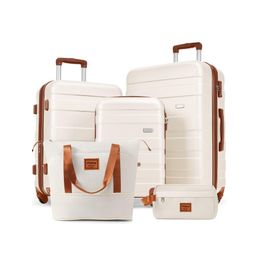 ABRIHOME 5er Koffer Set M-L-XL mit 4 Rollen und Schloss, Beige | Gr.: onesize