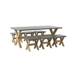Beliani 7-tlg Gartentisch Set OLBIA in Grau/Braun | Gr.: onesize