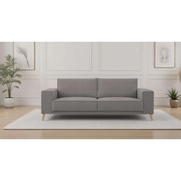 3-Sitzer OTTO HOME, B:224cm H:85cm T:83cmgrau, 100% Polyester, Sofas, "Oland Skandi, weicher Chenille-Stoff", 224 cm, Wellenunterfederung,