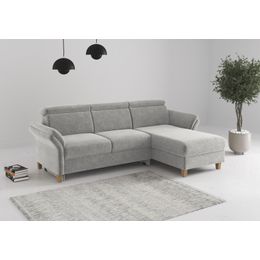 Ecksofa Home Affaire, B:253cm H:84cm T:166cmhellgrau, 100% Polyester, Sofas, "Glendale, L-Form", inkl. Kopfteilverstellung, wahlweise mit Vorziehsitz