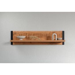 Wandregal Home Affaire "Elda", mango, schwarz, B:110cm H:28cm T:23cm, Holzwerkstoff, Regale, Wandboard für Dein Wohnzimmer oder Flur – (B/T/H) 110/23/28 cm