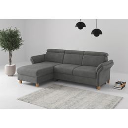 Ecksofa Home Affaire, B:253cm H:84cm T:166cmgrau, 90% Polyester, 10% Polyamid, Sofas, "Glendale, L-Form", inkl. Kopfteilverstellung, wahlweise mit