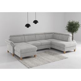 Wohnlandschaft Home Affaire, B:321cm H:84cm T:193cmsilber, 90% Polyester, 10% Polyamid, Sofas, "Glendale, U-Form", inkl. Kopfteilverstellung,