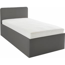 Polsterbett ""Davos", OTTOs Choice Topseller", grau (dunkelgrau), B:145cm H:98cm L:210cm, Bezug Bett: Microfaser (100% Polyester);Bonnell-Federkernmatratze: 51% Polypropylen, 39% Polyester und 10% Baumwolle;Kaltschaummatratze: 100% Polyester, Bezug abnehm- und waschbar bis 60C, Westfalia Schlafkomfort, Betten, inkl. Bettkasten bei Ausführung mit Matratze