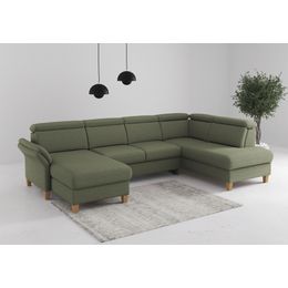 Wohnlandschaft Home Affaire, B:321cm H:84cm T:193cmolive, 95% Polyester, 5% Polyamid, Sofas, "Glendale, U-Form", inkl. Kopfteilverstellung, wahlweise
