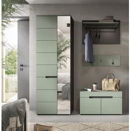 Garderoben-Set Inosign "REHAT, TOPSELLER, 4-teilig, Breite 160cm, individuell stellbar", basalt grau nb, smoke grün nb, Kastenmöbel-Sets, Garderobenkombination, Kombination, Set, Flurgarderobe, Diele