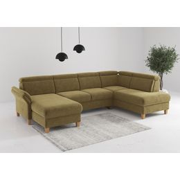 Wohnlandschaft Home Affaire, B:321cm H:84cm T:193cmolive, 100% Polyester, Sofas, "Glendale, U-Form", inkl. Kopfteilverstellung, wahlweise mit