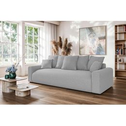 Big-Sofa Home Affaire, B:238cm H:85cm T:98cmhellgrau, 100% Polyester, Sofas, "LAKESIDE klein 3-Sitzer Schlafsofa mit Bettkasten, Breite 238 cm",