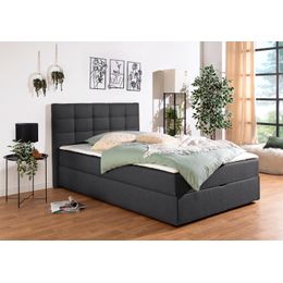 Boxbett Inosign "Ovalo", anthrazit, B:214cm L:210cm, Komplettbetten, Boxspringbett, wahlweise mit Bettkasten, in H2, H3 & H4 erhältilich, Topseller