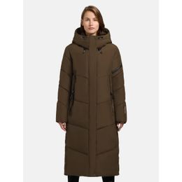 Steppmantel Khujo "Sonje6", Damen, Gr. S (36), grün, Material: 100% Polyester, Futter: 100% Nylon, Wattierung: 100% Polyester, Basic, weit ca. Mitte Wade, hoch geschlossener Ausschnitt, eng Rippstrickbündchen, Mäntel, Gesteppter, extralanger Damen Wintermantel