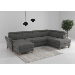Wohnlandschaft Home Affaire, B:321cm H:84cm T:193cmgrau, 90% Polyester, 10% Polyamid, Sofas, "Glendale, U-Form", inkl. Kopfteilverstellung, wahlweise