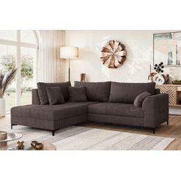 Ecksofa OTTO HOME, B:232cm H:80cm T:190cmbraun, 83% Polyester, 17% Nylon, Sofas, "LEEVKE Design-Sofa mit Ottomane rechts/links bestellbar, Breite 232