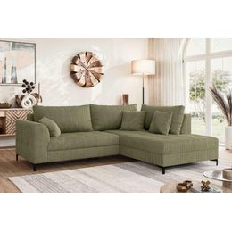 Ecksofa OTTO HOME, B:232cm H:80cm T:190cmgrün, 83% Polyester, 17% Nylon, Sofas, "LEEVKE Design-Sofa mit Ottomane rechts/links bestellbar, Breite 232