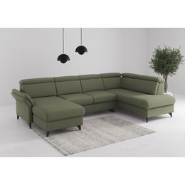 Sit & More Wohnlandschaft SIT & MORE, B:321cm H:84cm T:193cmolive, 95% Polyester, 5% Polyamid, Sofas, "Glendale, U-Form", inkl. Kopfteilverstellung,wahlweise