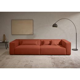 3-Sitzer, B:316cm H:66cm T:136cmkupfer, LeGer Home by Lena Gercke, 100% Polyester, Sofas, "PIARA XXL, Sofa mit Kedernaht in Cord, Leinenoptik o.