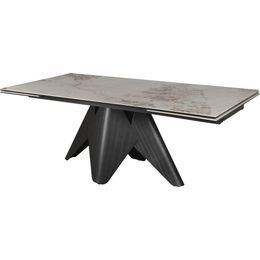 Esstisch Home Affaire "Tangularis", schwarz (minas, schwarz, grau), B:180cm H:76cm T:90cm, Keramik;Beine Metall, Tische, erweiterbar mit 2 Auszügen auf 260