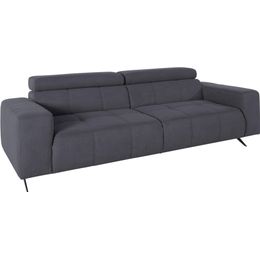 2-Sitzer DOMO collection "Trento, mit Kufenfu&szlig; oder Einzelfu&szlig;", grau (dunkelgrau), B:238cm H:79cm T:104cm, 92% Polyester, 8% Nylon, Sofas, whlw. verstellbare Kopfteile, passend f&uuml;r g&auml;ngige Saugroboter