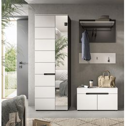 Garderoben-Set Inosign "REHAT, TOPSELLER, 4-teilig, Breite 160cm, individuell stellbar", basalt grau nb, weiß nb, Kastenmöbel-Sets, Garderobenkombination, Kombination, Set, Flurgarderobe, Diele