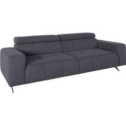 2-Sitzer DOMO collection "Trento, mit Kufenfu&szlig; oder Einzelfu&szlig;", grau (dunkelgrau), B:238cm H:79cm T:104cm, 92% Polyester, 8% Nylon, Sofas, whlw. verstellbare Kopfteile, passend f&uuml;r g&auml;ngige Saugroboter