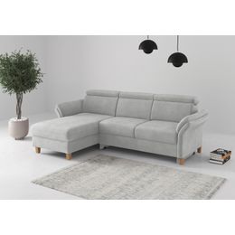 Ecksofa Home Affaire, B:253cm H:84cm T:166cmsilber, 90% Polyester, 10% Polyamid, Sofas, "Glendale, L-Form", inkl. Kopfteilverstellung, wahlweise mit