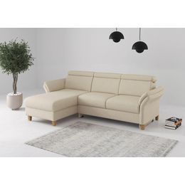 Ecksofa Home Affaire, B:253cm H:84cm T:166cmsand, 100% Polyester, Sofas, "Glendale, L-Form", inkl. Kopfteilverstellung, wahlweise mit Vorziehsitz und