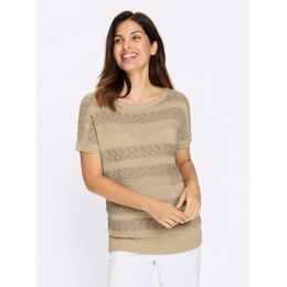 Sieh an! Longpullover in sand-sesam-gemustert | Gr.: 40