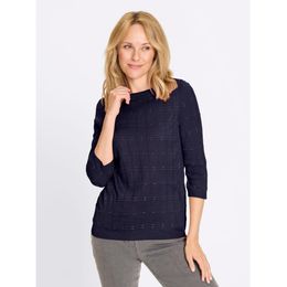 Sieh an! 3/4 Arm-Pullover in marine-ecru-gemustert | Gr.: 44