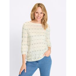Sieh an! 3/4 Arm-Pullover in ecru-marine-gemustert | Gr.: 46