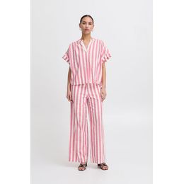 Ichi Kurzarm-Bluse IHLOLIA Loose fit in Bright Rose/White Stripe | Gr.: 44