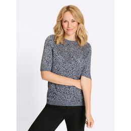 Sieh an! Kurzarmpullover in marine-ecru-meliert | Gr.: 56
