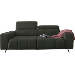 2-Sitzer DOMO collection "Trento, mit Kufenfu&szlig; oder Einzelfu&szlig;", gr&uuml;n, B:208cm H:79cm T:104cm, 100% Polyester, Sofas, wahlweise mit Kopfteilverstellung und in zwei Gr&ouml;&szlig;en erh&auml;ltlich