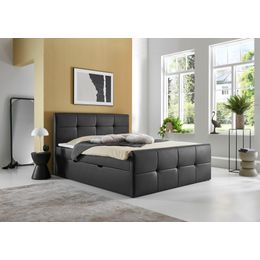 Boxbett Places of Style "Mizzana inkl. Bettkasten, erhältlich in der Größe 180x200cm, H3", schwarz, B:182cm L:217cm, Kunstleder;100% Polyurethan, RS: 85% Polyester, 15% Baumwolle, Komplettbetten, Bezug aus Kunstleder, inkl. PU-Schaumtopper