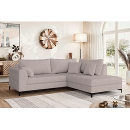 Ecksofa OTTO HOME, B:232cm H:80cm T:190cmtaupe, 100% Polyester, Sofas, "LEEVKE Design-Sofa mit Ottomane rechts/links bestellbar, Breite 232 cm", in