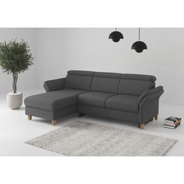 Ecksofa Home Affaire, B:253cm H:84cm T:166cmdunkelgrau, 95% Polyester, 5% Polyamid, Sofas, "Glendale, L-Form", inkl. Kopfteilverstellung, wahlweise