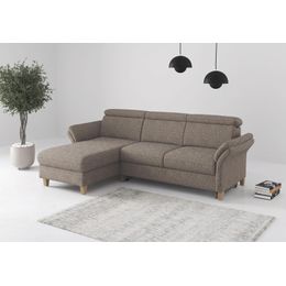 Ecksofa Home Affaire, B:253cm H:84cm T:166cmcappuccino, 100% Polyester, Sofas, "Glendale, L-Form", inkl. Kopfteilverstellung, wahlweise mit