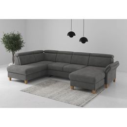 Wohnlandschaft Home Affaire, B:321cm H:84cm T:193cmgrau, 90% Polyester, 10% Polyamid, Sofas, "Glendale, U-Form", inkl. Kopfteilverstellung, wahlweise