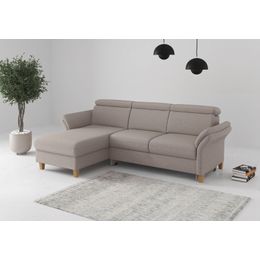 Ecksofa Home Affaire, B:253cm H:84cm T:166cmtaupe, 95% Polyester, 5% Polyamid, Sofas, "Glendale, L-Form", inkl. Kopfteilverstellung, wahlweise mit