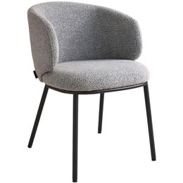 Schöner Wohnen Kollektion Esszimmerstuhl "SUNJA", grau, schwarz, B:55cm H:78cm T:60cm, Polyester, SCHÖNER WOHNEN-KOLLEKTION, Stühle, Bezug Bouclé, Untergestell Metall pulverbeschichtet
