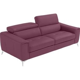 2,5-Sitzer Egoitaliano "Francine, Designsofa, Loungesofa, Breite 213 cm, Fu&szlig;farbe chrom", lila (violett), B:213cm H:100cm T:106cm, Leder NUVOLE (Echtes Rindsleder). Halbnat&uuml;rliches, halbnarbiges Rindsleder mit einer nat&uuml;rlichen K&ouml;rnung von 1, 2 bis 1, 4 mm. Dieses Leder hat eine weiche, wachsartige Haptik mit mattem Aussehen und einem Wolkeneffekt. Es handelt sich um ein Naturleder, das die urspr&uuml;