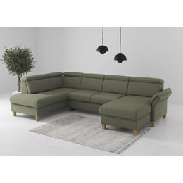 Wohnlandschaft Home Affaire, B:321cm H:84cm T:193cmolive, 95% Polyester, 5% Polyamid, Sofas, "Glendale, U-Form", inkl. Kopfteilverstellung, wahlweise