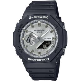 Chronograph Casio G-SHOCK, schwarz (schwarz, silberfarben), Armbanduhren, Herren, Quarzuhr,Armbanduhr,Herrenuhr,digital, bis 20 bar wasserd.Resinarmband