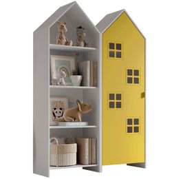 Kleiderschrank Vipack "Set Casami Bruges in trendigem Design, 1 Regal u. 1 Kleiderschrank", korpus weiß, front gelb, B:115,2cm H:171,3cm T:37cm, Holzwerkstoff, Schränke, variable Typenanordnung, Kleiderschrank mit Böden und Kleiderstange