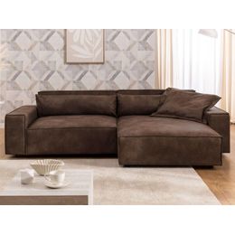 Ecksofa OTTO HOME, B:251cm H:70cm T:144,5cmhellbraun, 100% Polyester, Wohnzimmer, Sofas, "KINLEE Design-Sofa mit Recamiere rechts/links, Maße B/T/H